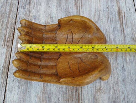 Retro Wooden Hand Carved Bowl, Hand Shape, Wooden Han… - Gem