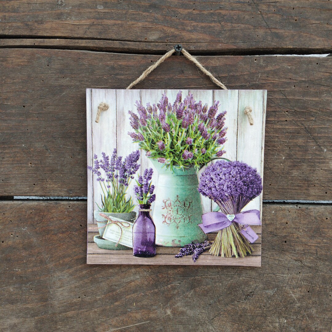 Lavender Sign, Decoupage, Wooden Wall Decoration, Hanging Wall Sign ...