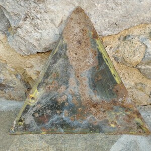 Vintage Enamel Sign, Damaged Sign With Rust, Warning Sign for Dangerous ...