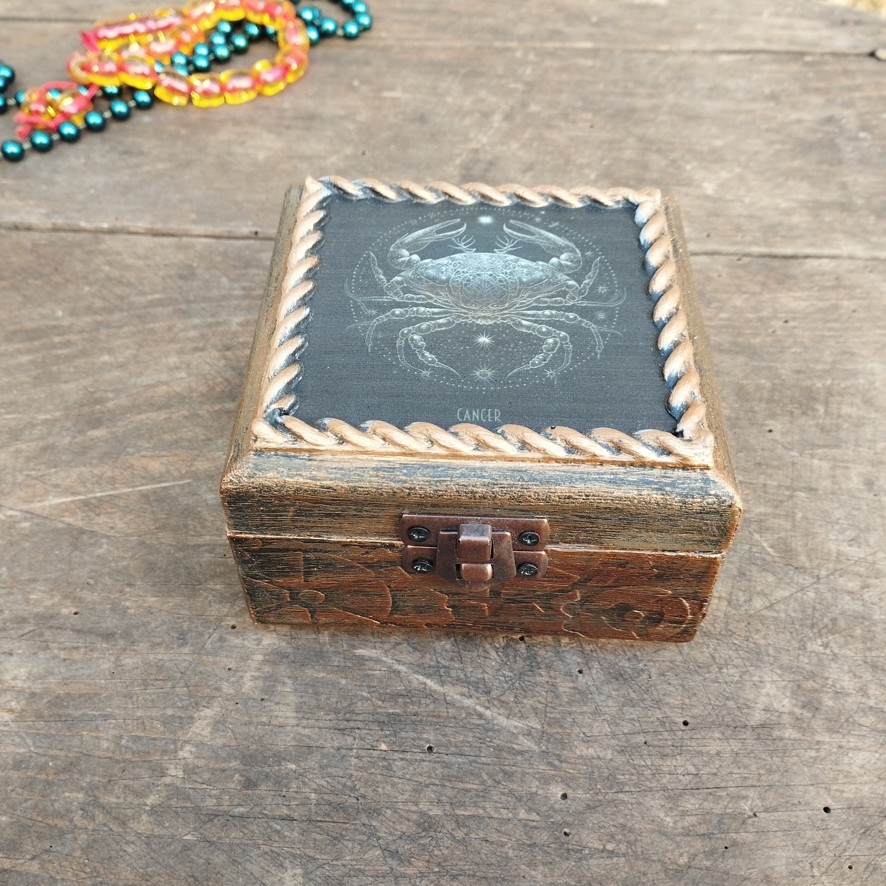 Zodiac Sign Cancer Wooden Jewelry Box Decoupage and Mixed - Etsy