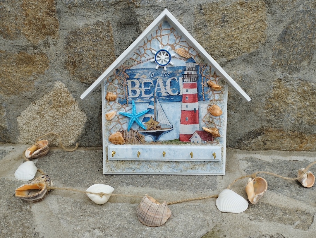 Beach Key Holder, Marine Style Key Hanger, Wooden Wall Key Holder, Key ...