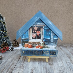 Blue Key Holder, Key Organizer With Four Hooks, Decoupage Wooden Wall ...