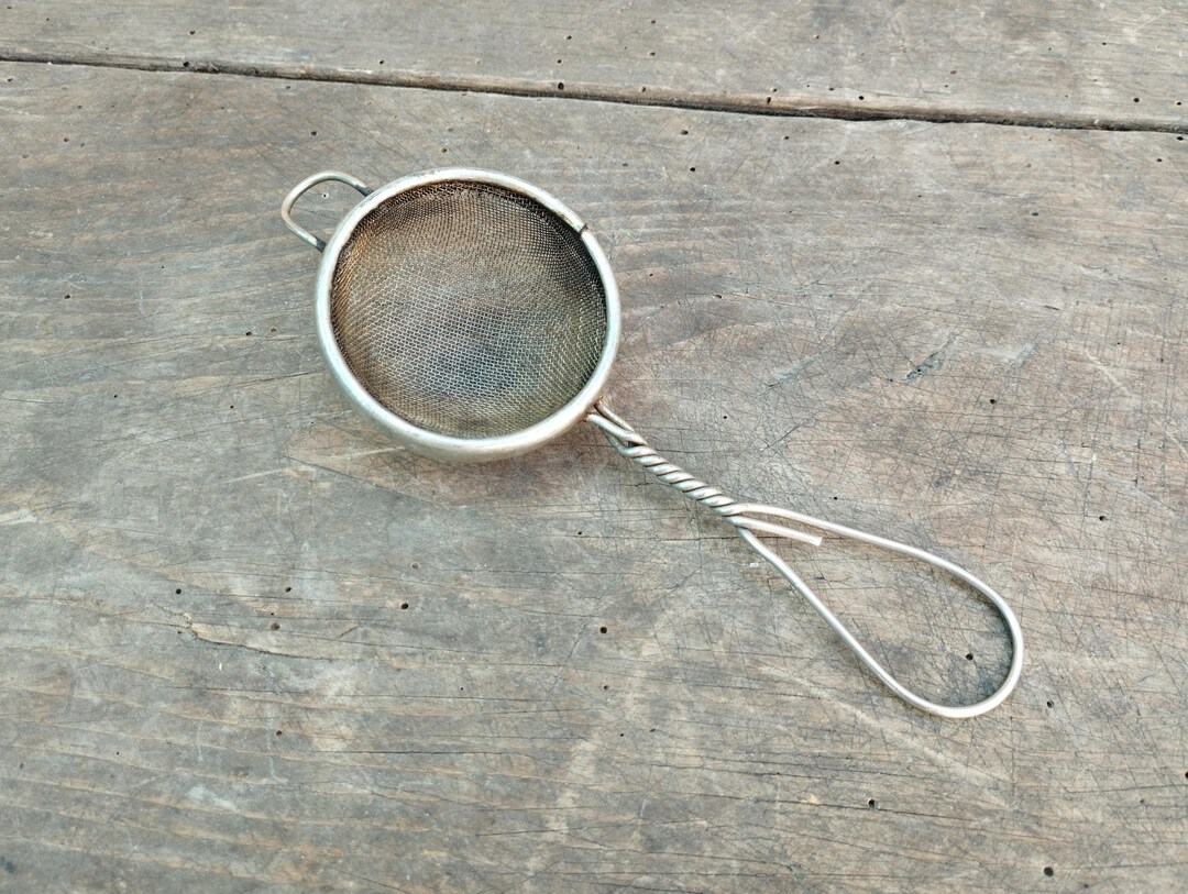 Vintage Metal Strainer, Small Tea Strainer, Kitchen Colander, Old Mesh ...