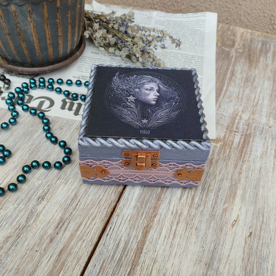 Wooden Jewelry Box With the Zodiac Sign Virgo, Zodiac Gift Box Sign ...
