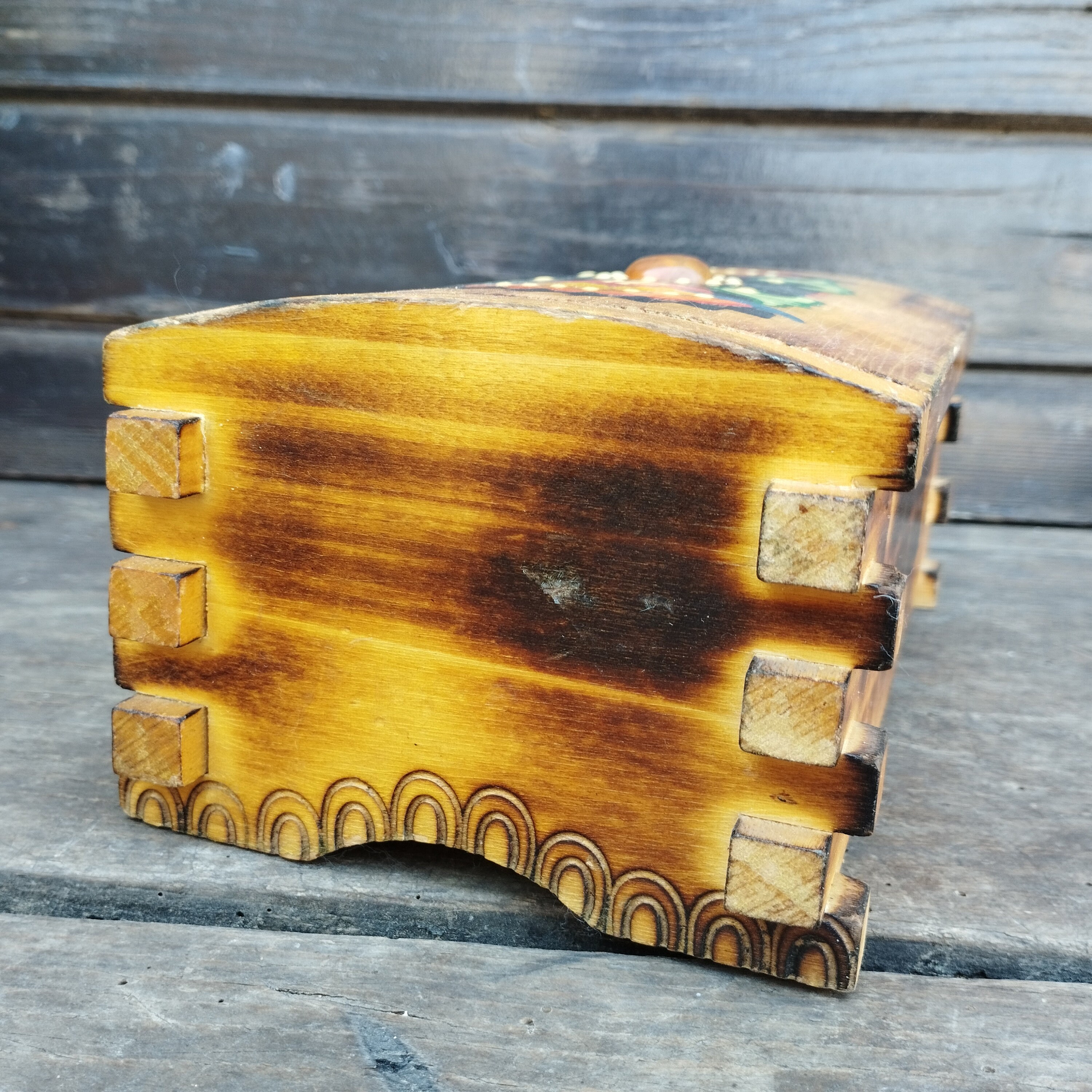 Vintage Burnt Wood Treasure Box Pyrography Wooden Box - Etsy