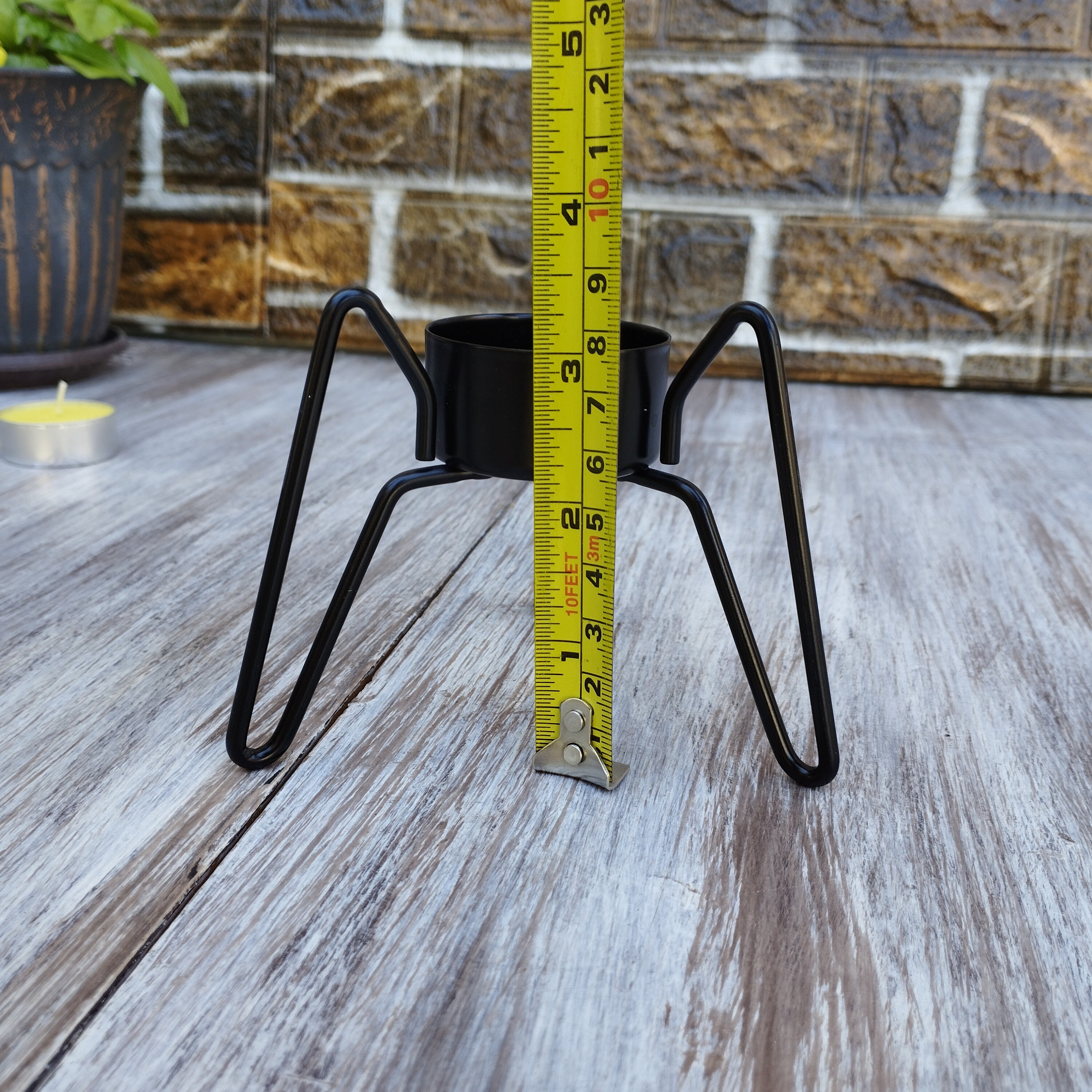 Retro Metal Black Three-legged Tealight Holder, Clean Design, Standing ...
