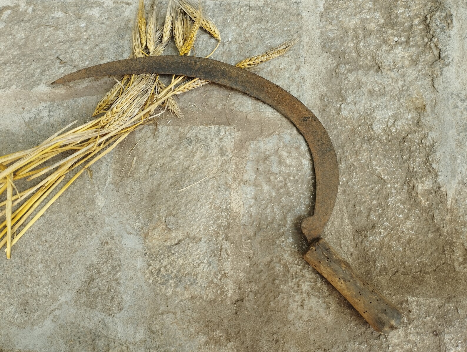 Vintage Rusty Sickle, Primitive Sickle, Old Metal Sickle With Wooden ...