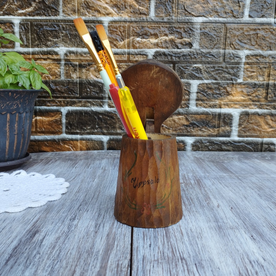 Vintage Wooden Mug With Lid, Small Primitive Mug, Wooden Cup, With ...