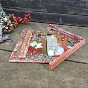 Wooden Key Holder With Inscription Welcome, Christmas Key Holder With ...