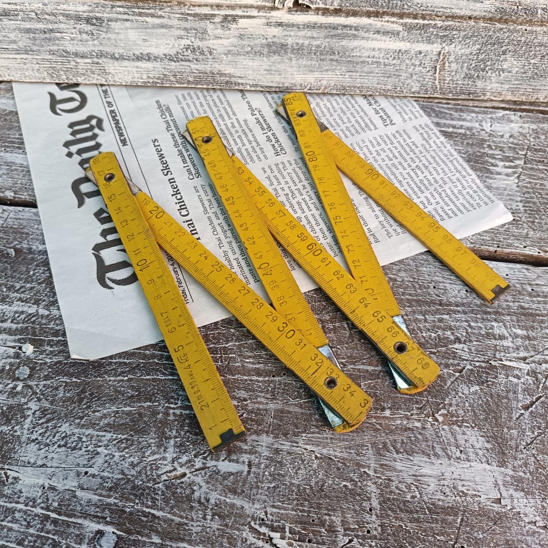Vintage Bulgarian Folding Carpenter's Ruler, Old Wooden Ruler, Yellow ...