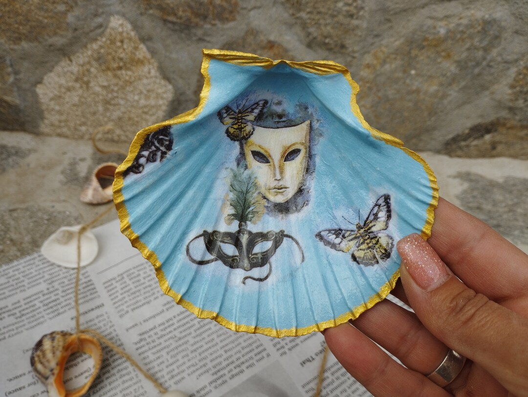 Seashell Decoration With Carnival Mask Design Seashell - Etsy