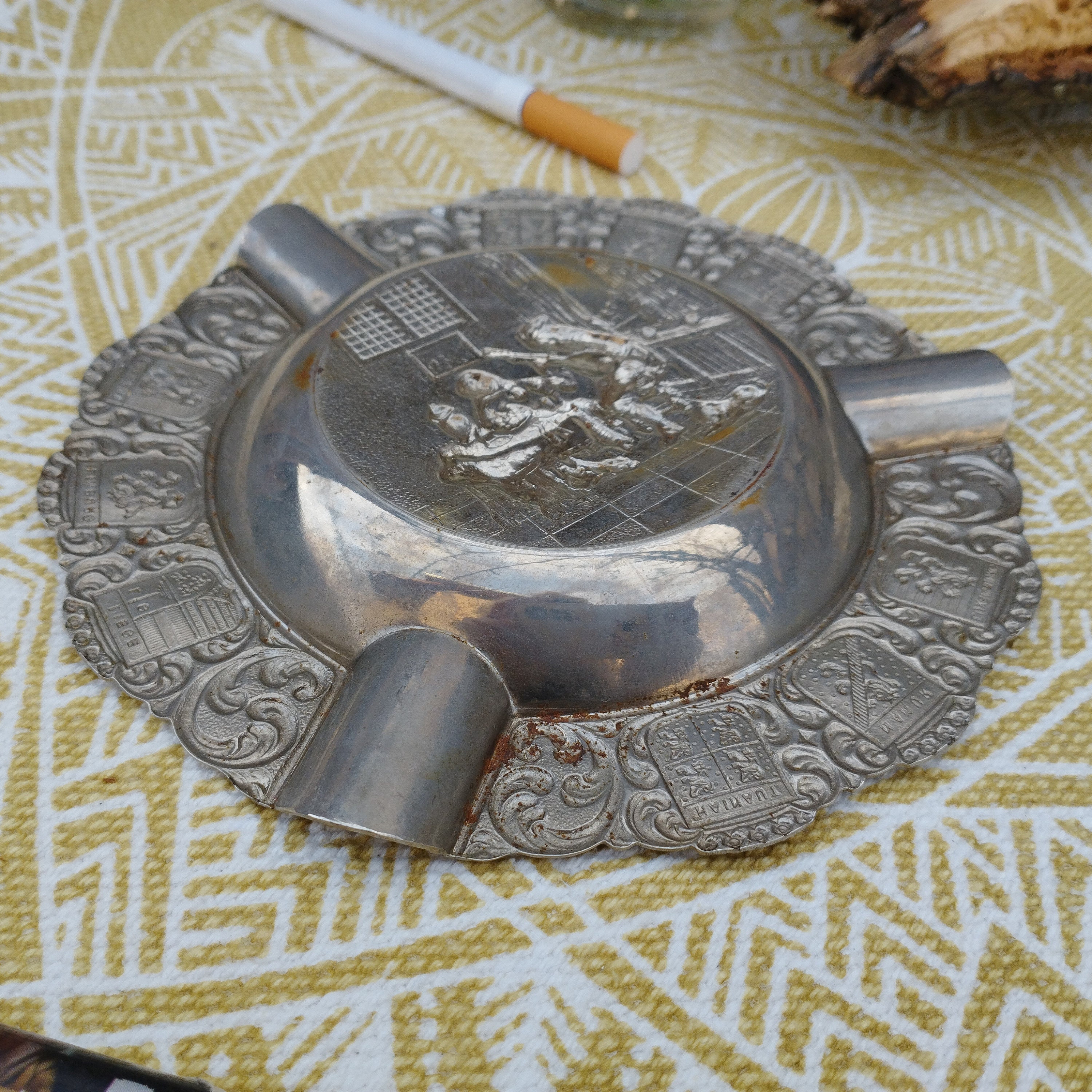Vintage Pewter Ashtray, Ornate Ashtray, Carved Tin Ashtray, Gift for ...