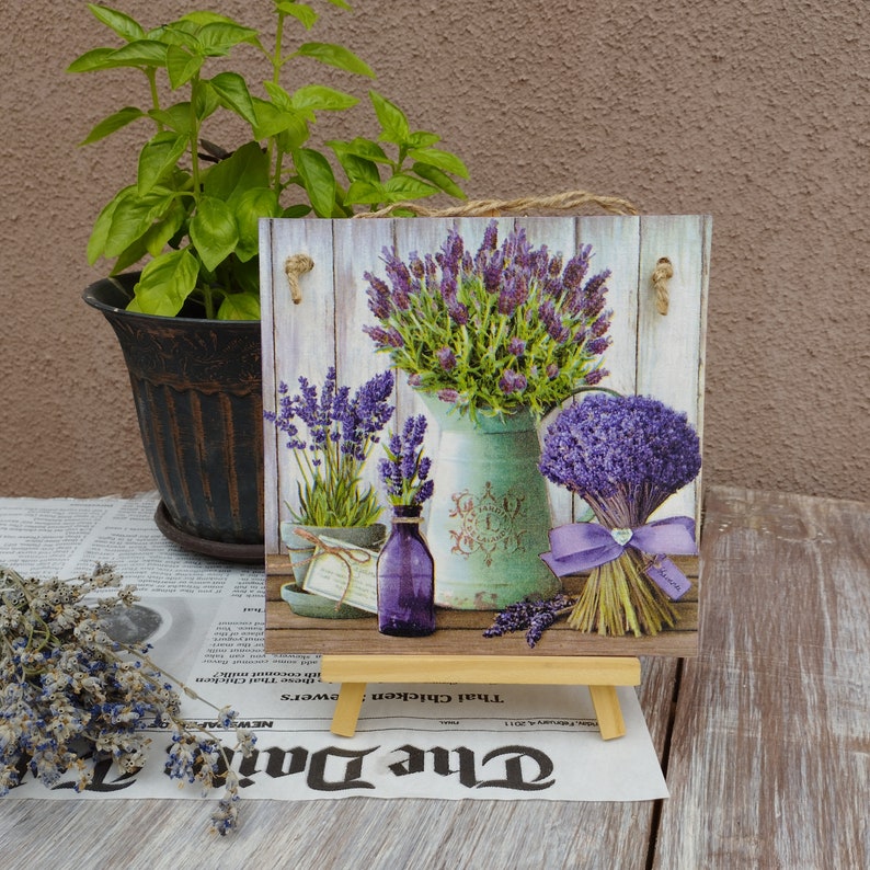 Lavender Sign, Decoupage, Wooden Wall Decoration, Hanging Wall Sign ...