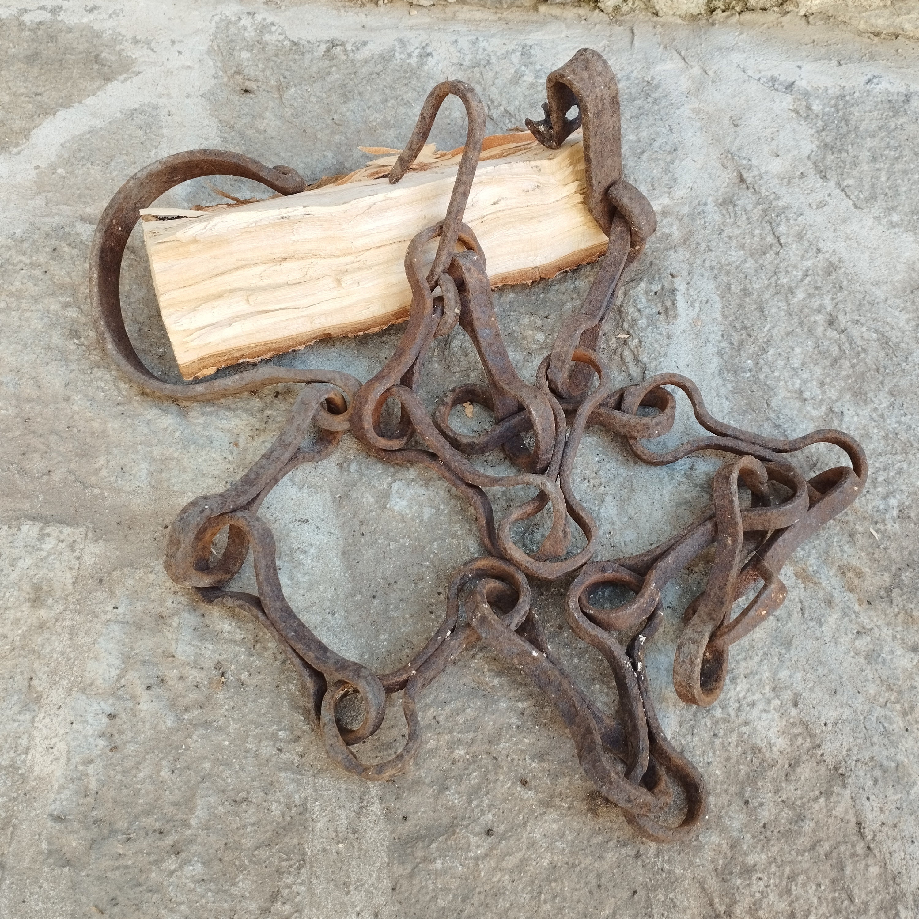 Antique Iron Primitive Chain With Hooks for Hearth fireplace, Old ...