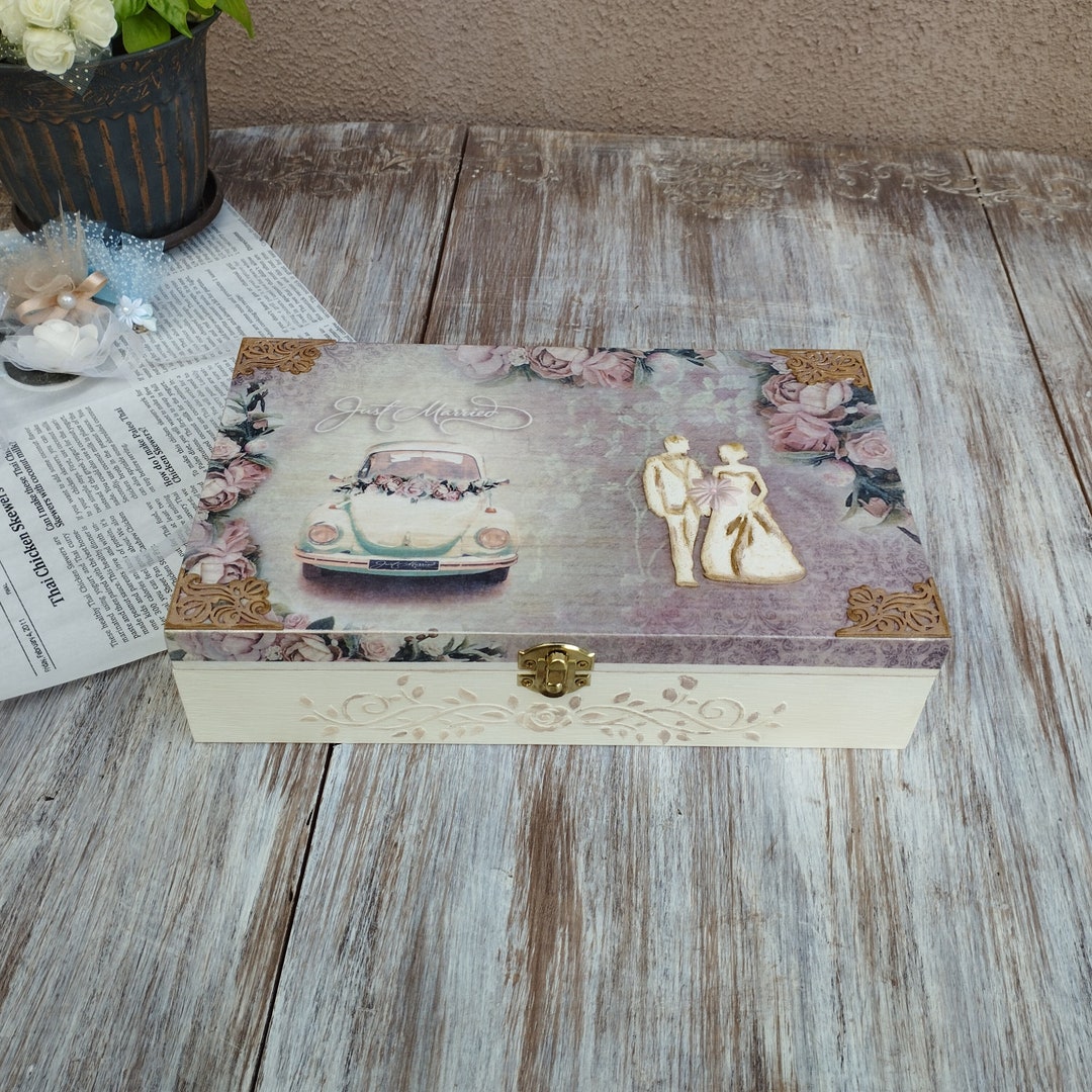 Wedding Box, Wedding Gift, Souvenir Box, Decoupage, Box for Jewelry and ...