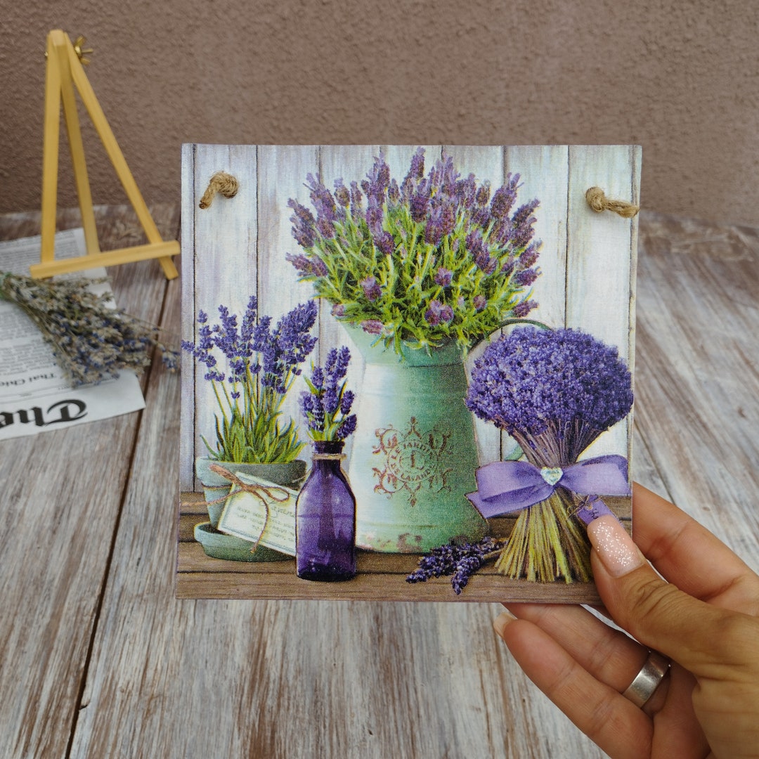 Lavender Sign, Decoupage, Wooden Wall Decoration, Hanging Wall Sign ...