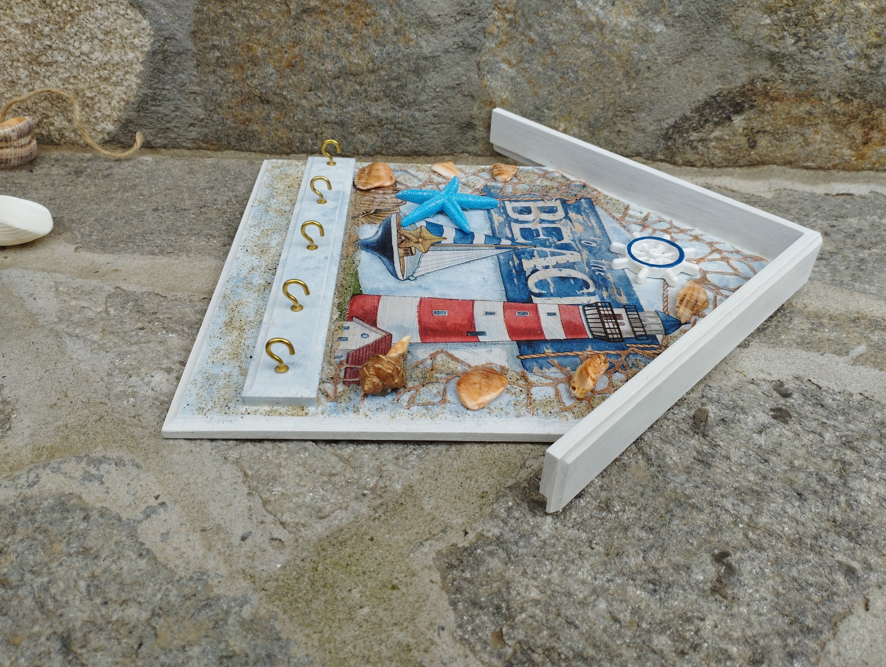 Beach Key Holder Marine Style Key Hanger Wooden Wall Key - Etsy