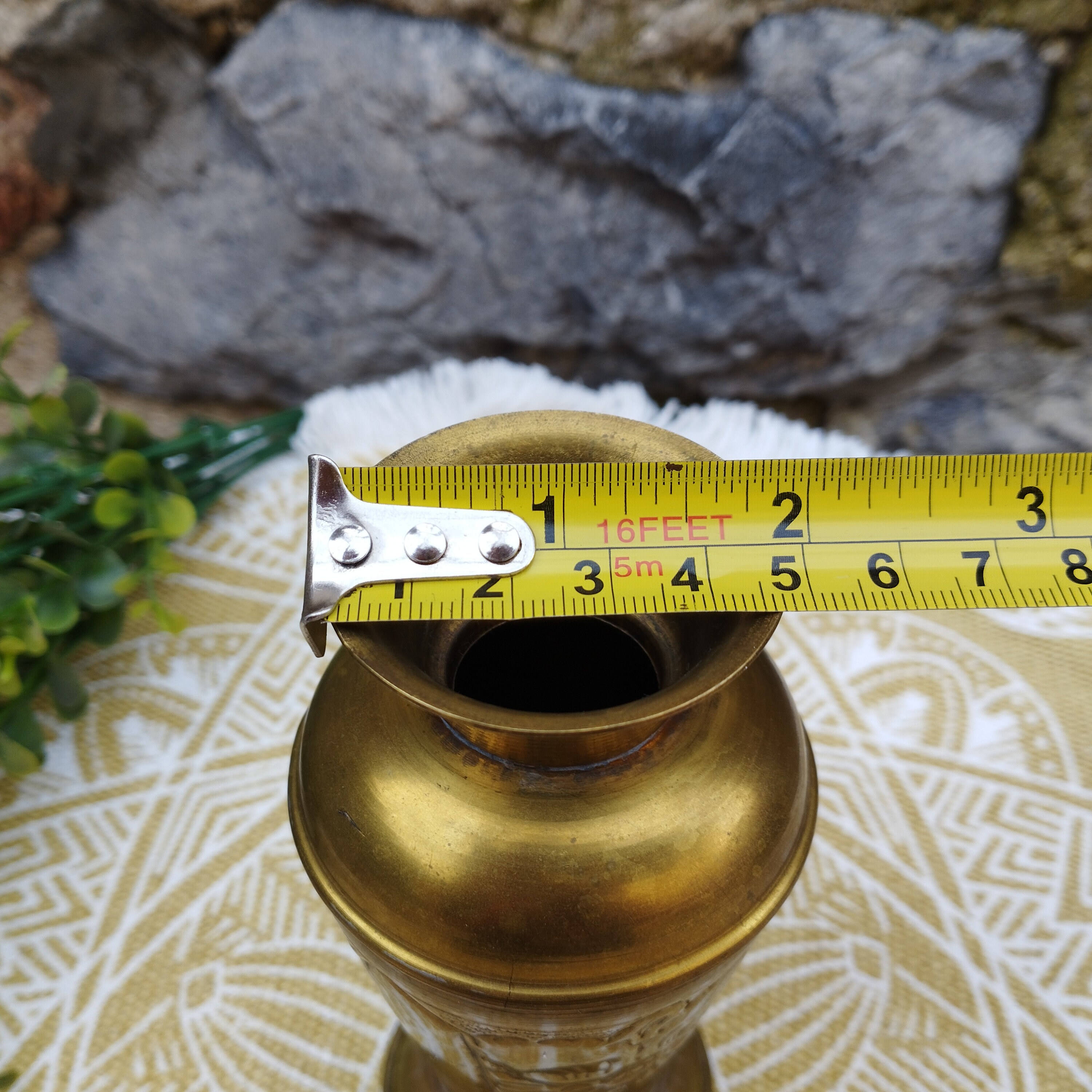Vintage Brass Vase, Small Metal Vase, Vase With Engraved Flowers ...