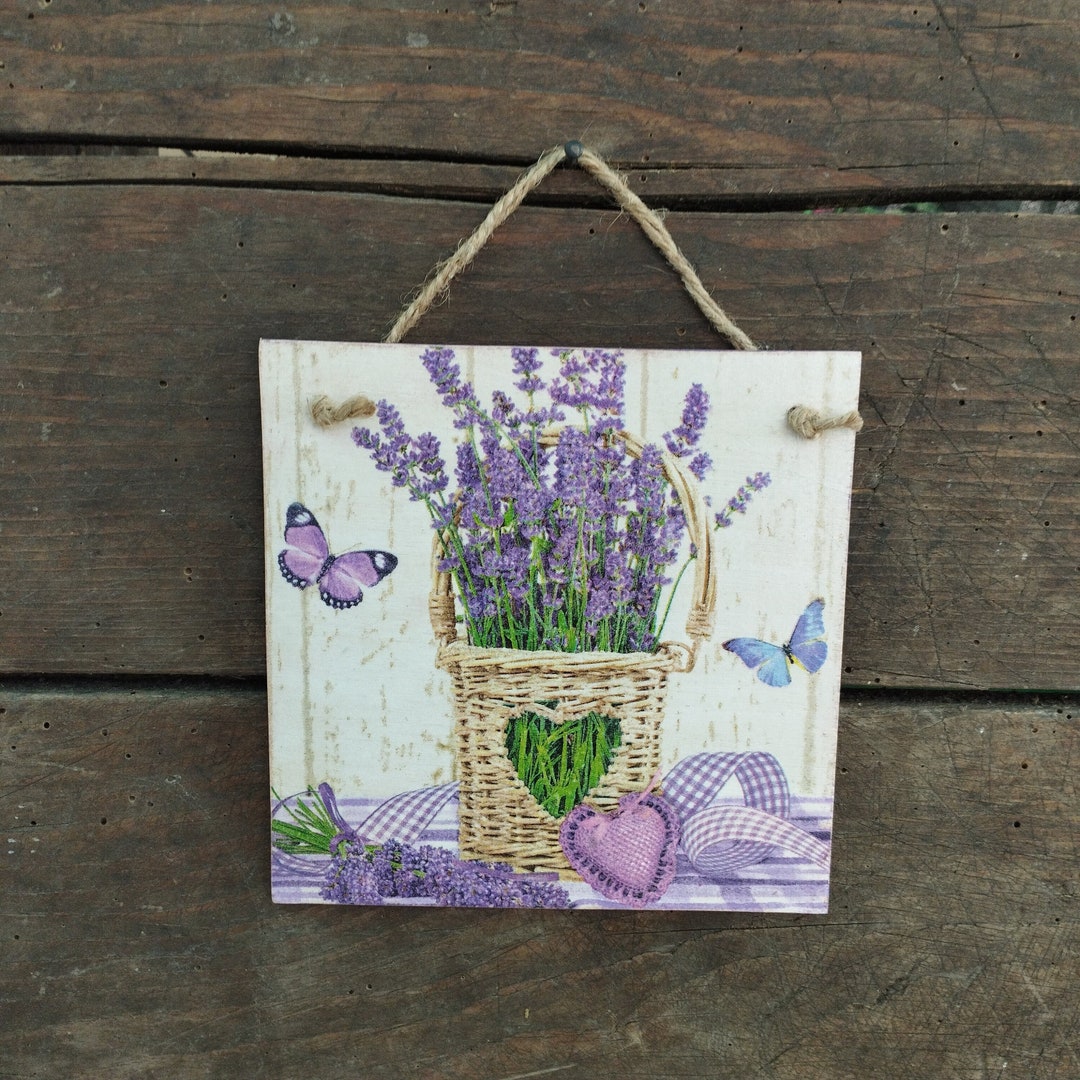 Lavender Sign, Wooden Wall Hanging Plaque, Decoupage Picture, Lavender ...
