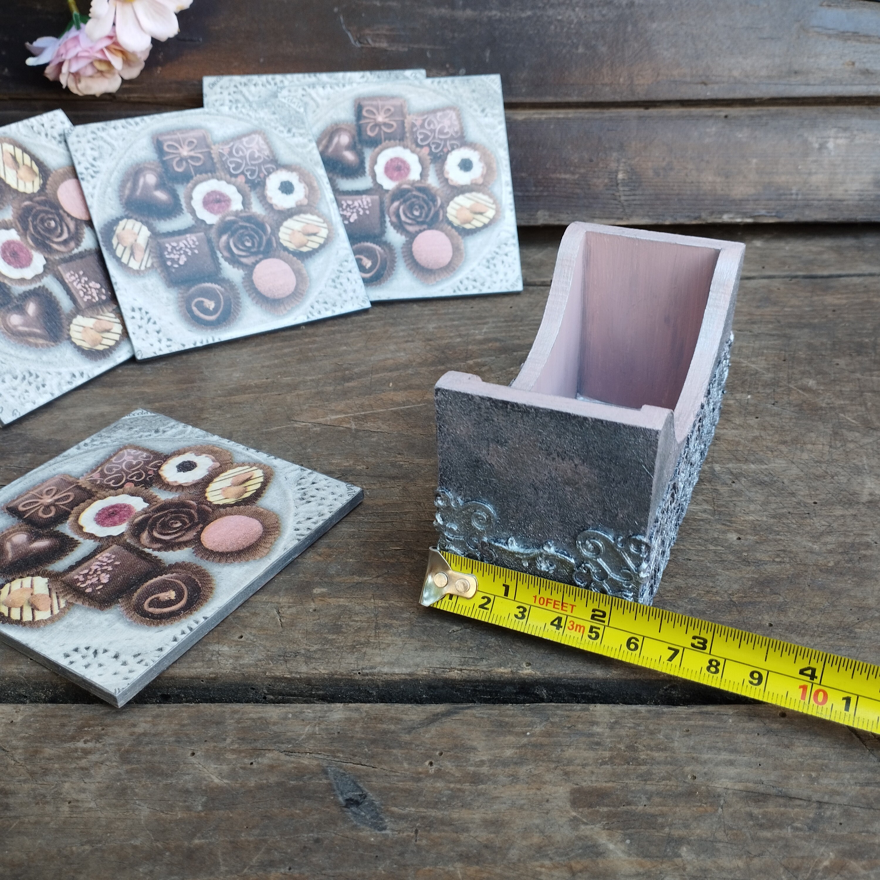 Set of Six Coasters With Stand, Wooden Coasters, Tea Coasters ...