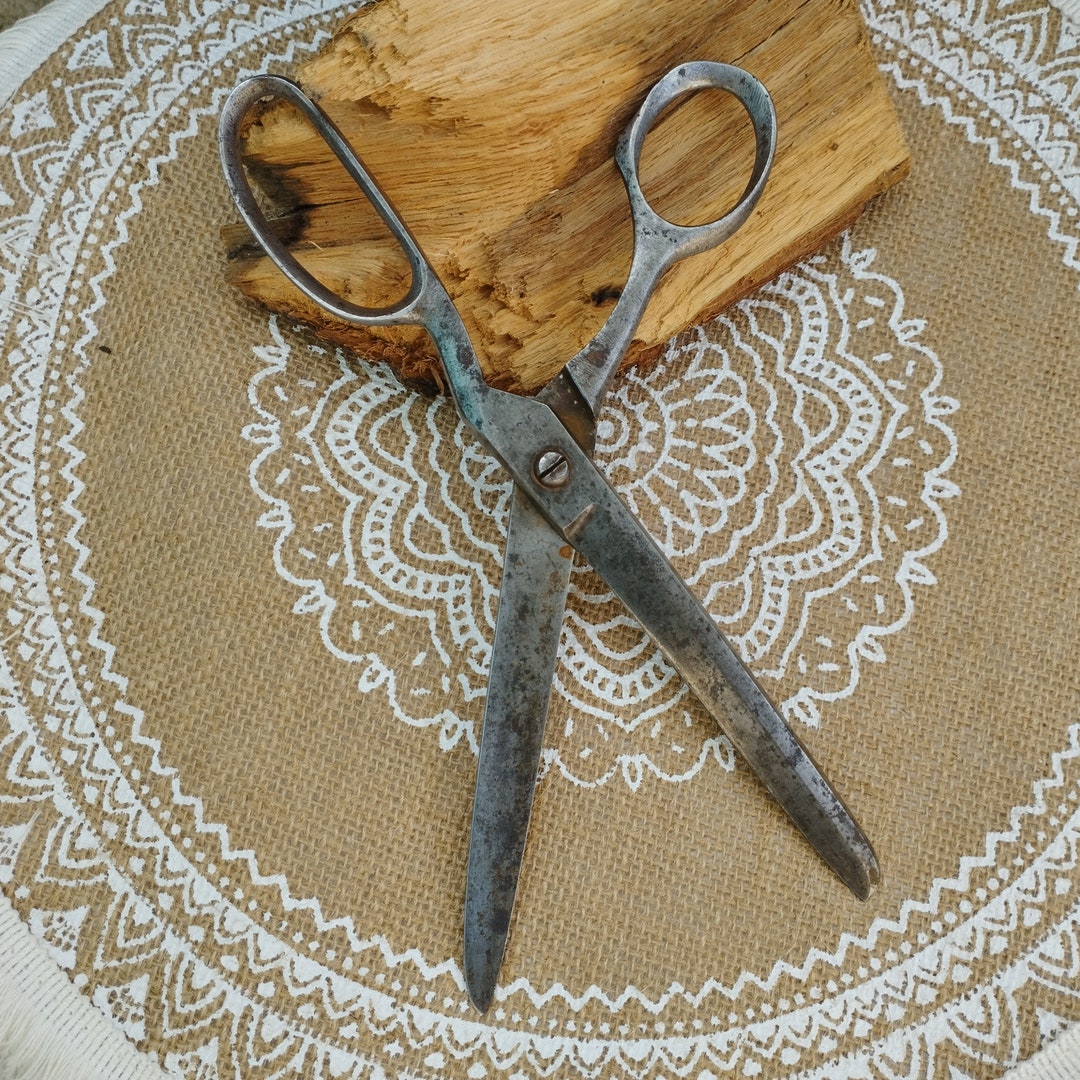 Vintage Old Iron Scissors, Large Metal Scissors, Gift for Craftsman ...