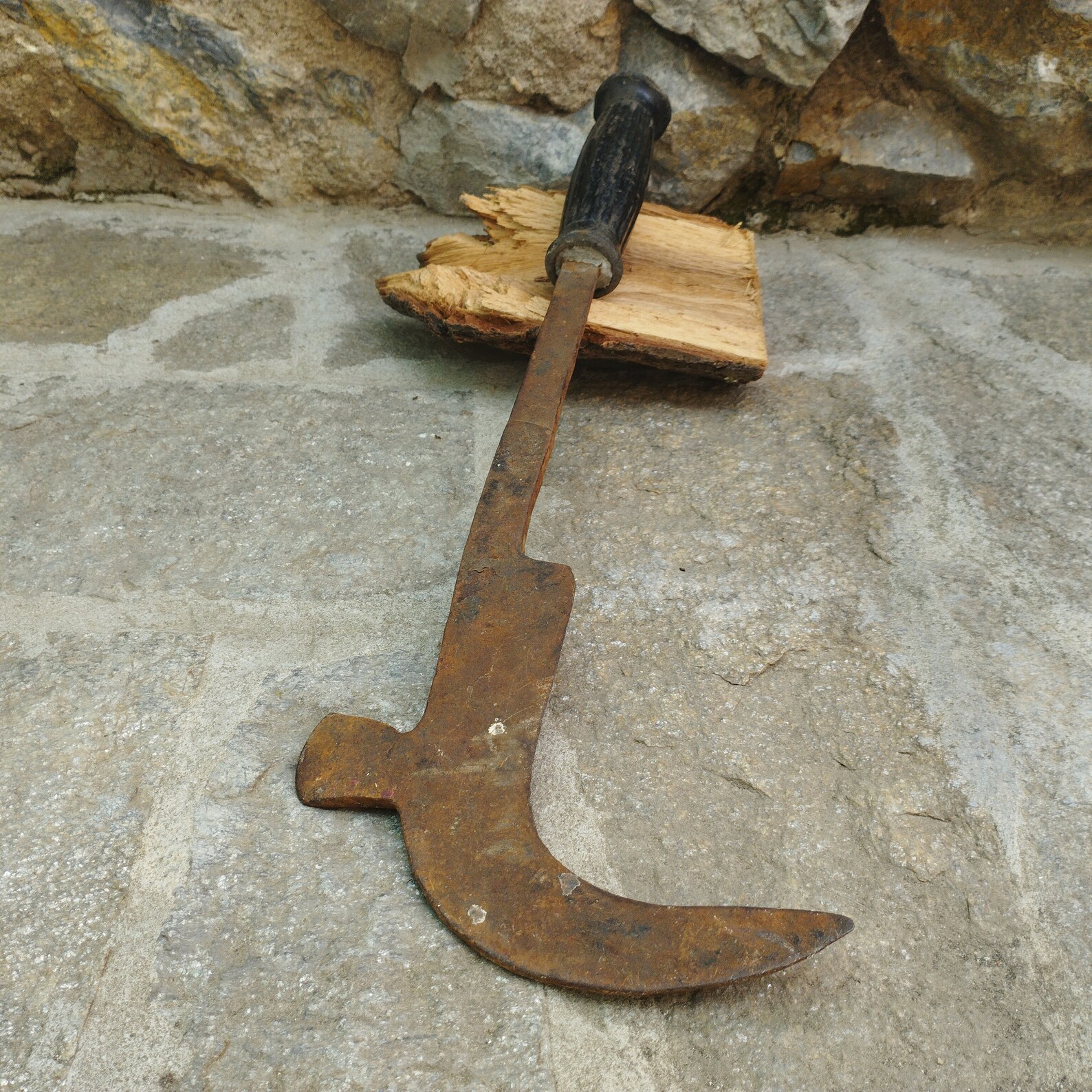 Retro Sickle With Handle, Billhook, Hand Forged Sickle, Primitive Rusty ...