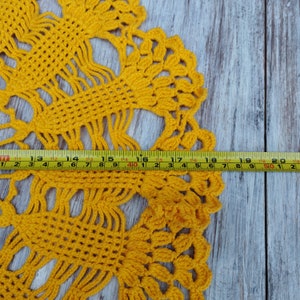 Vintage Yellow Crocheted Doily, Beautiful Round Handmade Doily, Cotton ...