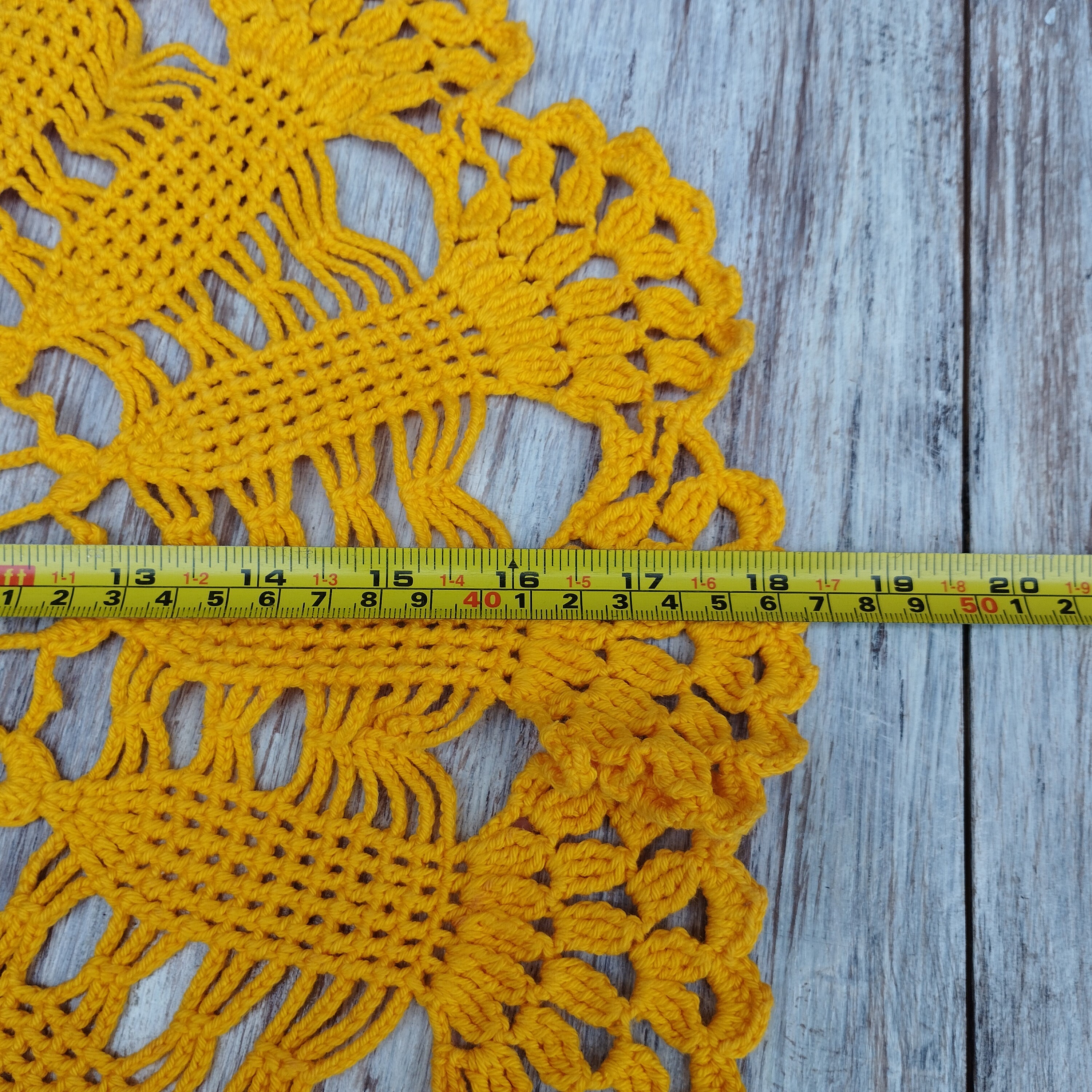 Vintage Yellow Crocheted Doily, Beautiful Round Handmade Doily, Cotton ...