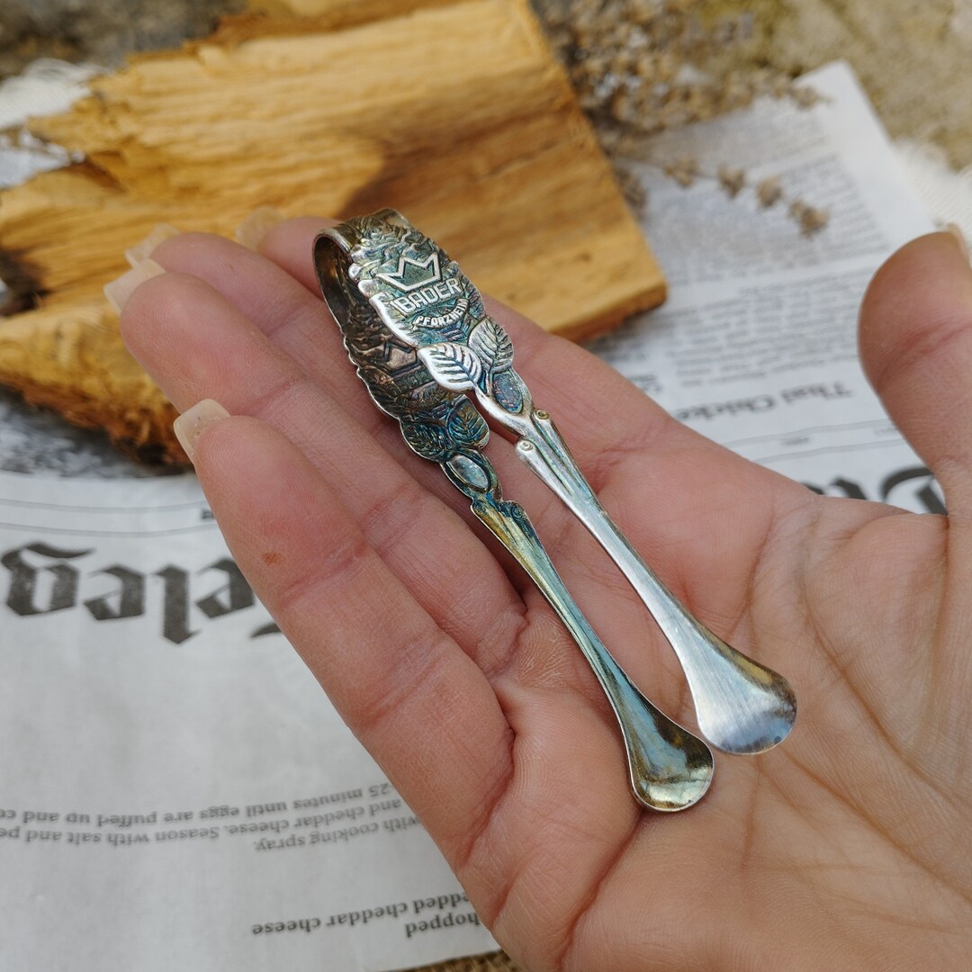 Antique Small Sugar Tongs, Old Sugar Tongs Bader Pforzheim, Silver ...