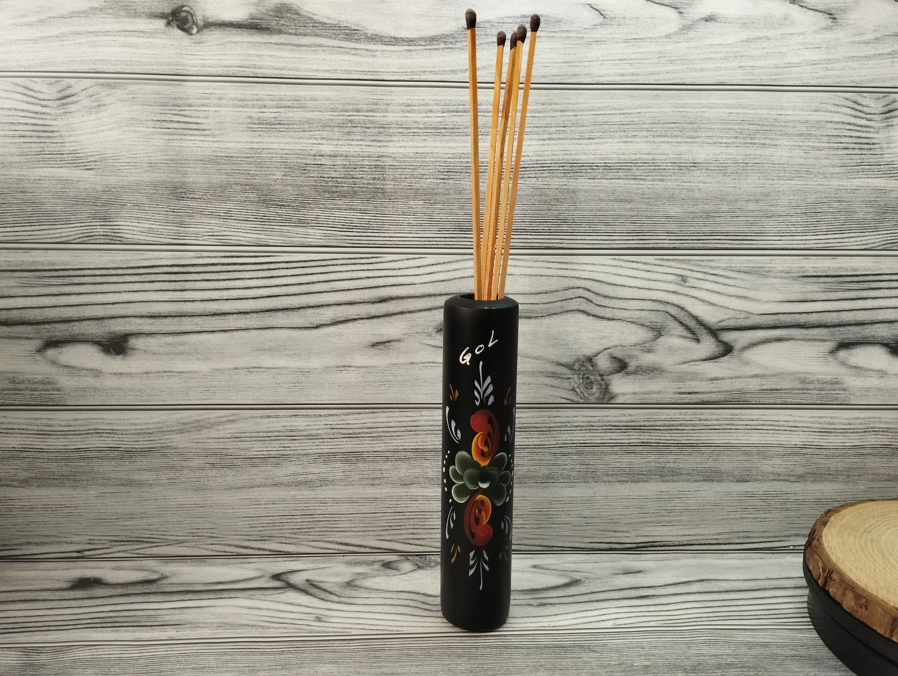 Vintage Tall Wooden Match Box Painted Long Match Holder - Etsy