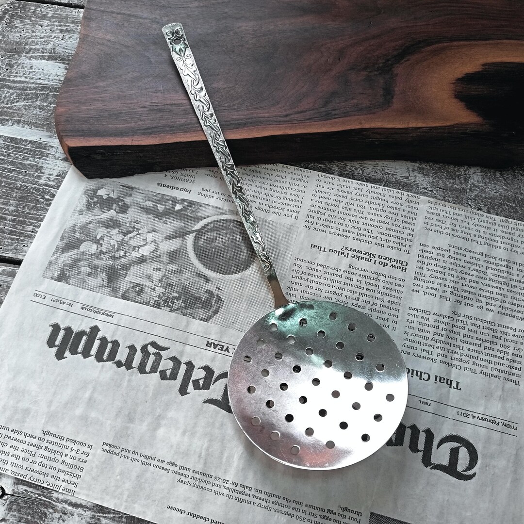 Vintage Metal Skimmer, Skimmer Stainless Steel, Soviet Kitchenware ...