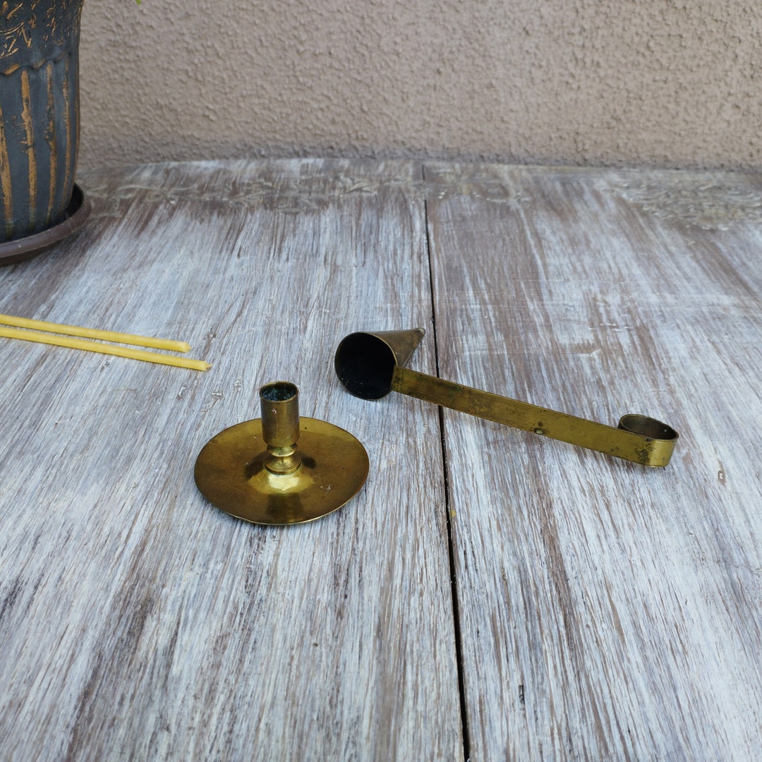 Vintage Swedish Set, Small Church Candle Holder and Candle Snuffer, Old ...