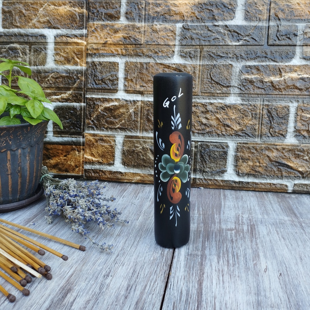 Vintage Tall Wooden Match Box, Painted Long Match Holder, Attractive ...