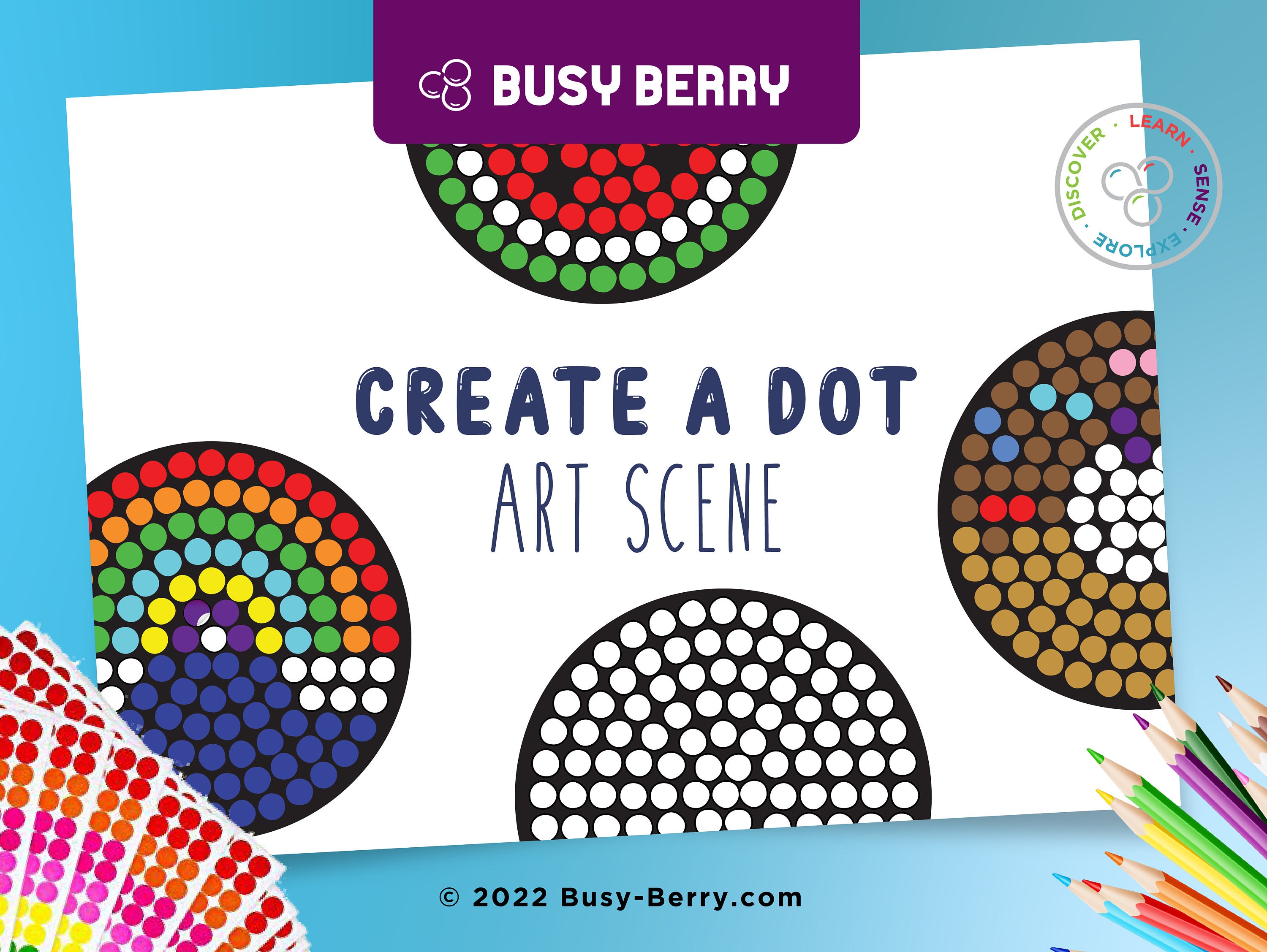 Dot Art Printable Activity Sheet Creative Do a Dot Shape Scenes Sticker ...