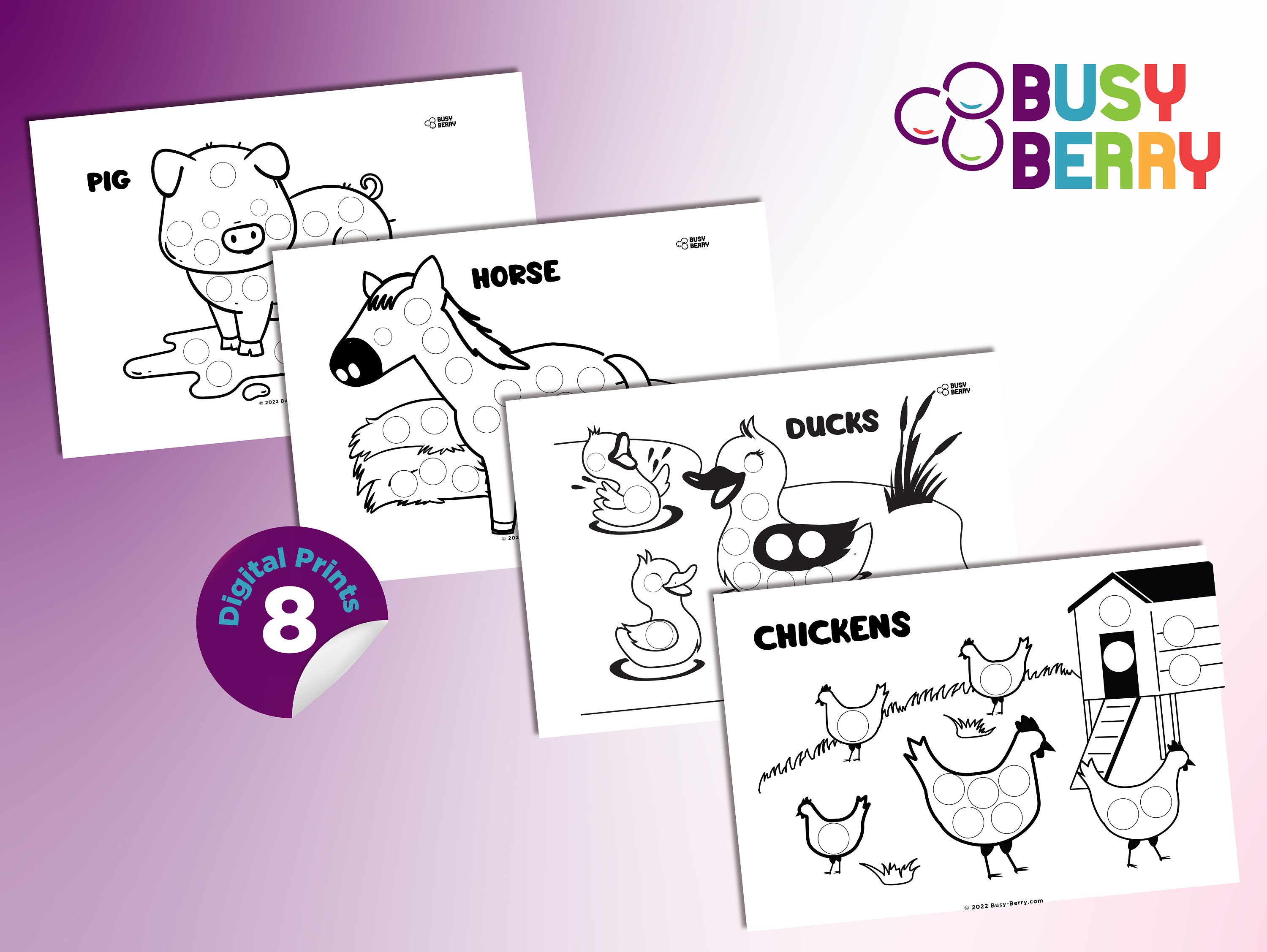 Do a Dot Farm Coloring Pages Printable Activity Sheet - Etsy