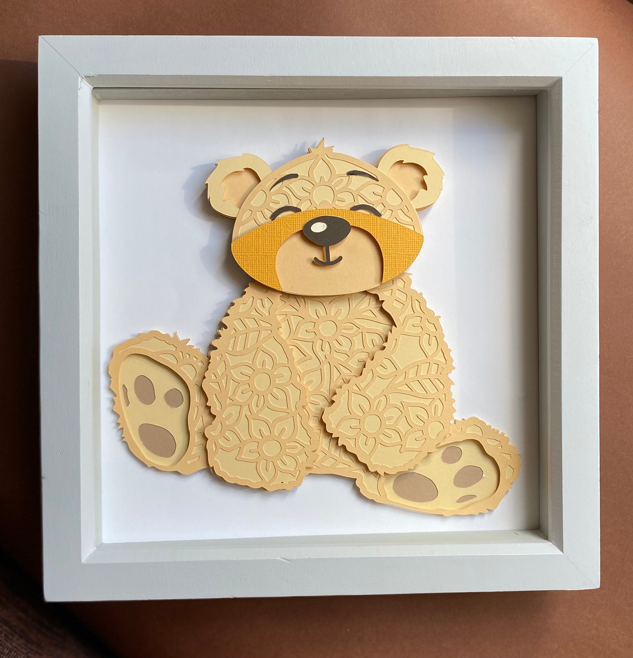 Cute Teddy Bear Picture/ 3D Paper Art/ Layered Papercut/ Bear Lover ...