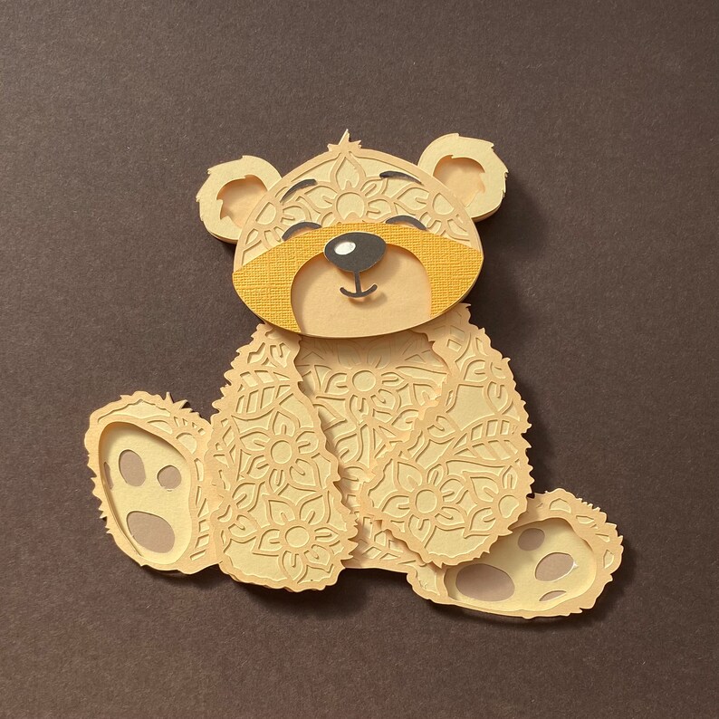 Cute Teddy Bear Picture/ 3D Paper Art/ Layered Papercut/ Bear Lover ...