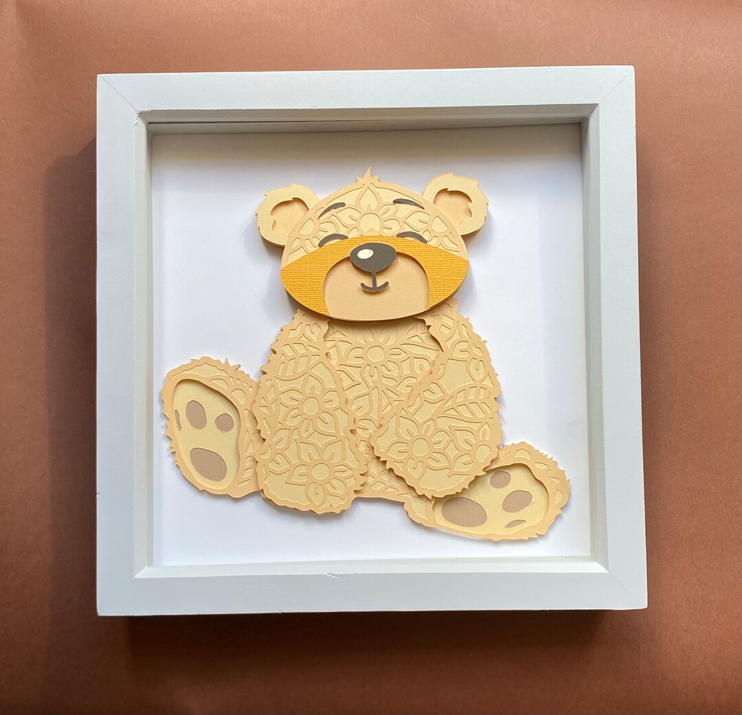 Cute Teddy Bear Picture/ 3D Paper Art/ Layered Papercut/ Bear Lover ...