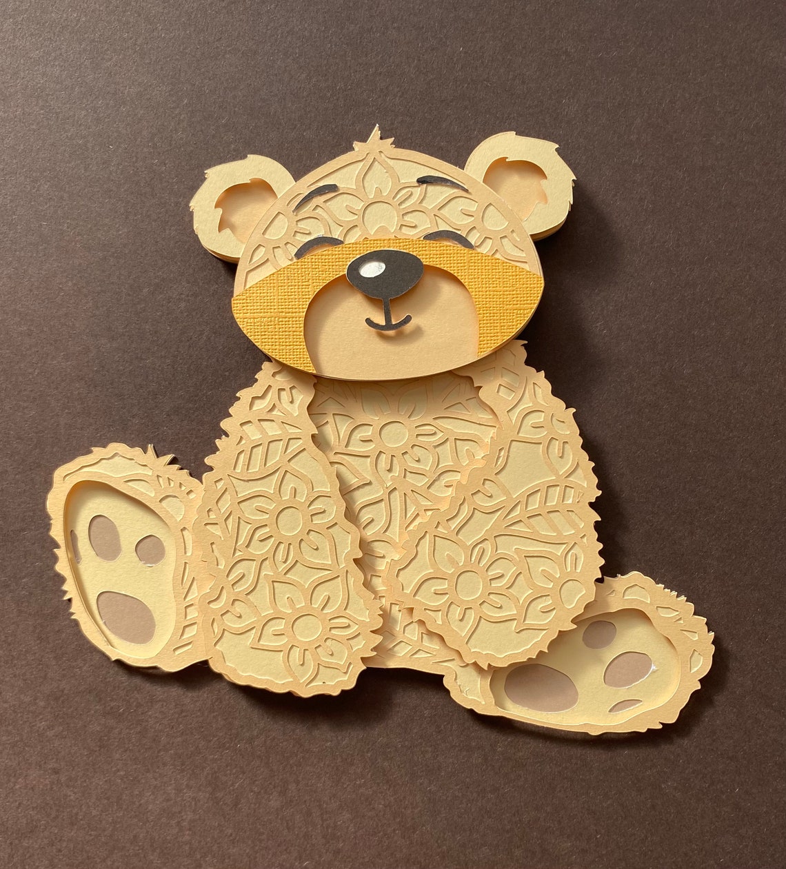 Cute Teddy Bear Picture/ 3D Paper Art/ Layered Papercut/ Bear Lover ...