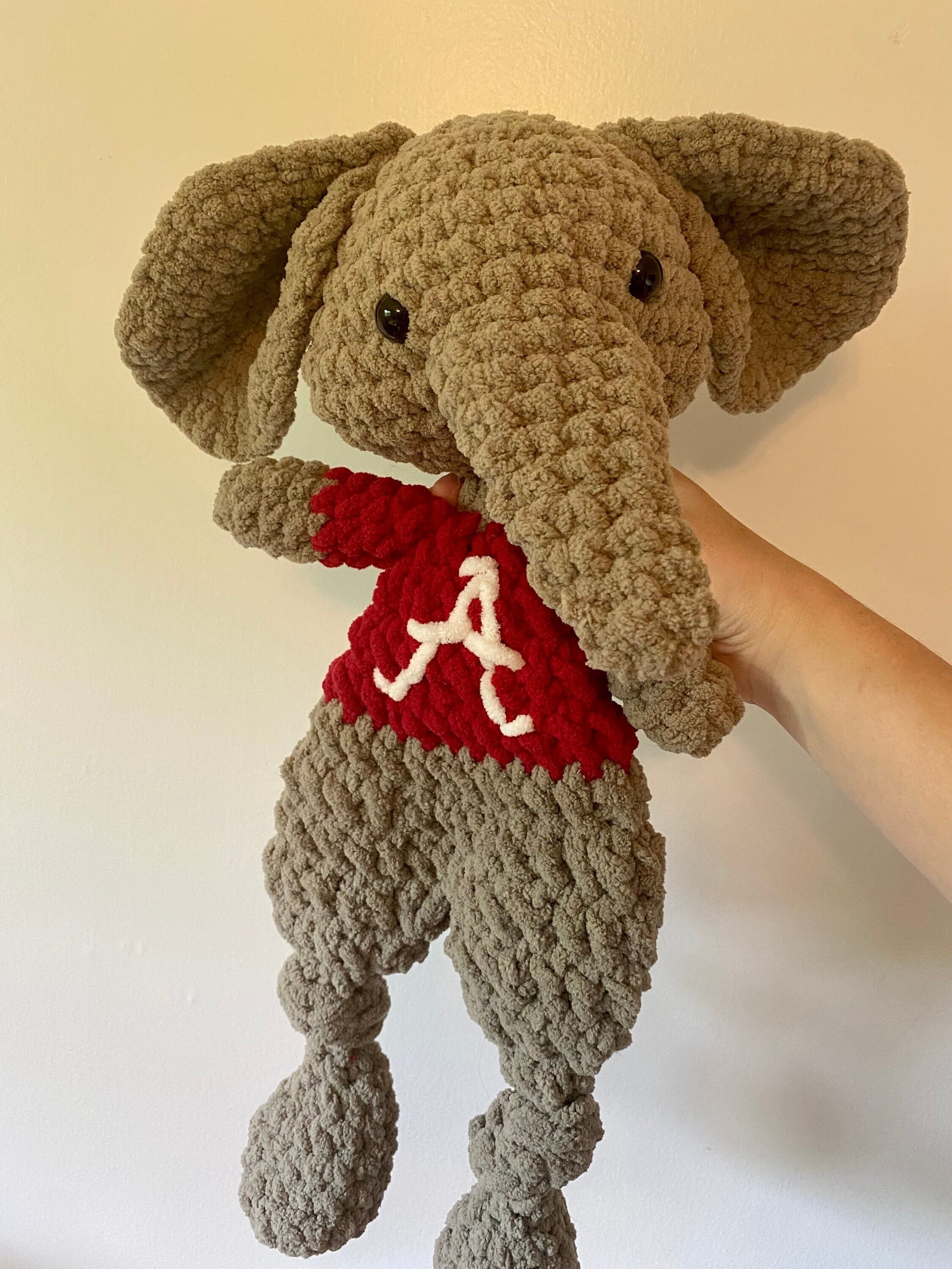 Alabama Elephant Stuffed Animal Crochet Al Elephant Lovey Baby Gift - Etsy