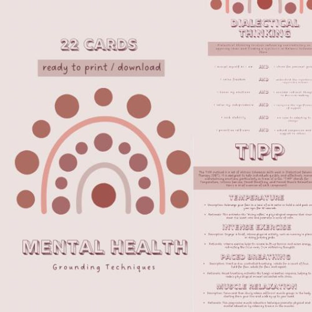 Digital Printable Mental Health Grounding Techniques Cards | Instant ...