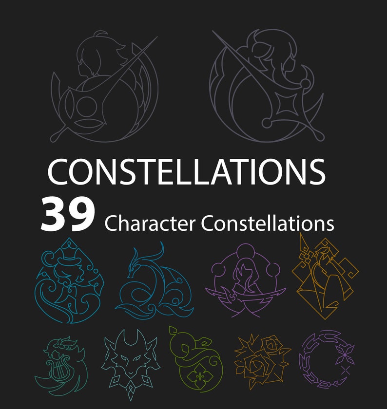 Genshin Impact Character Constellations SVG, EPS and PNG (pack # 2) - Etsy