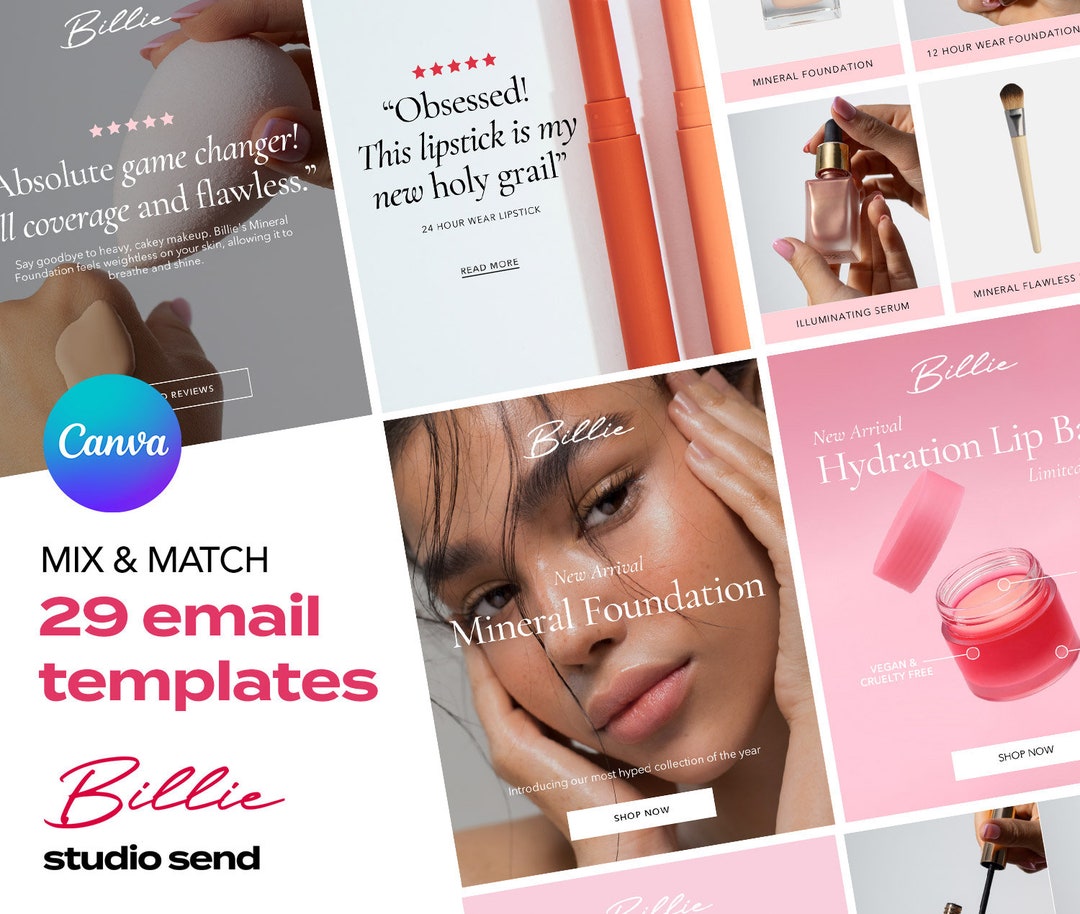 Canva Beauty Email Template Design E-commerce, Klaviyo, Mailchimp ...
