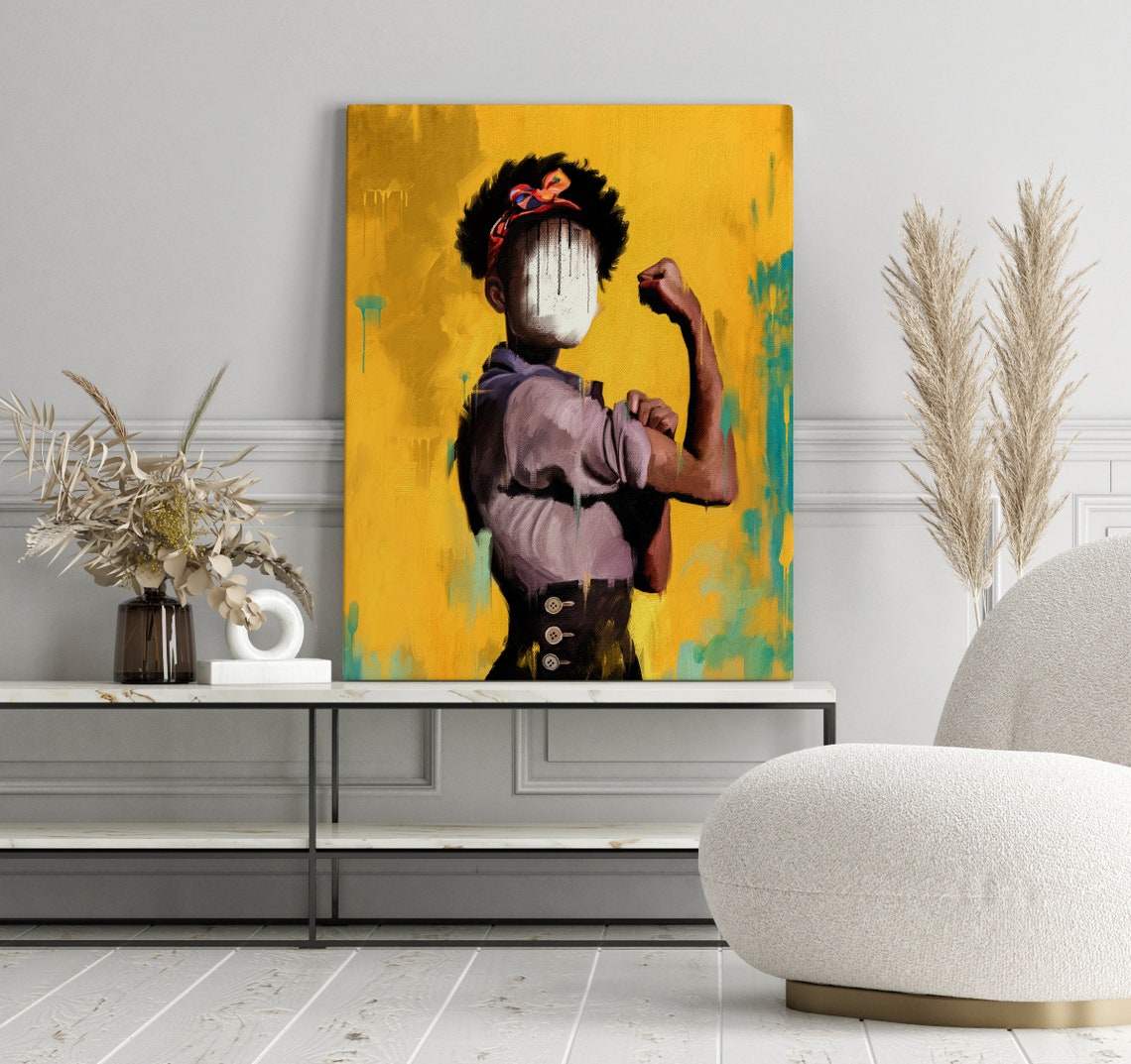 Black Woman Power Art Feminist Wall Art Wall Art Black - Etsy