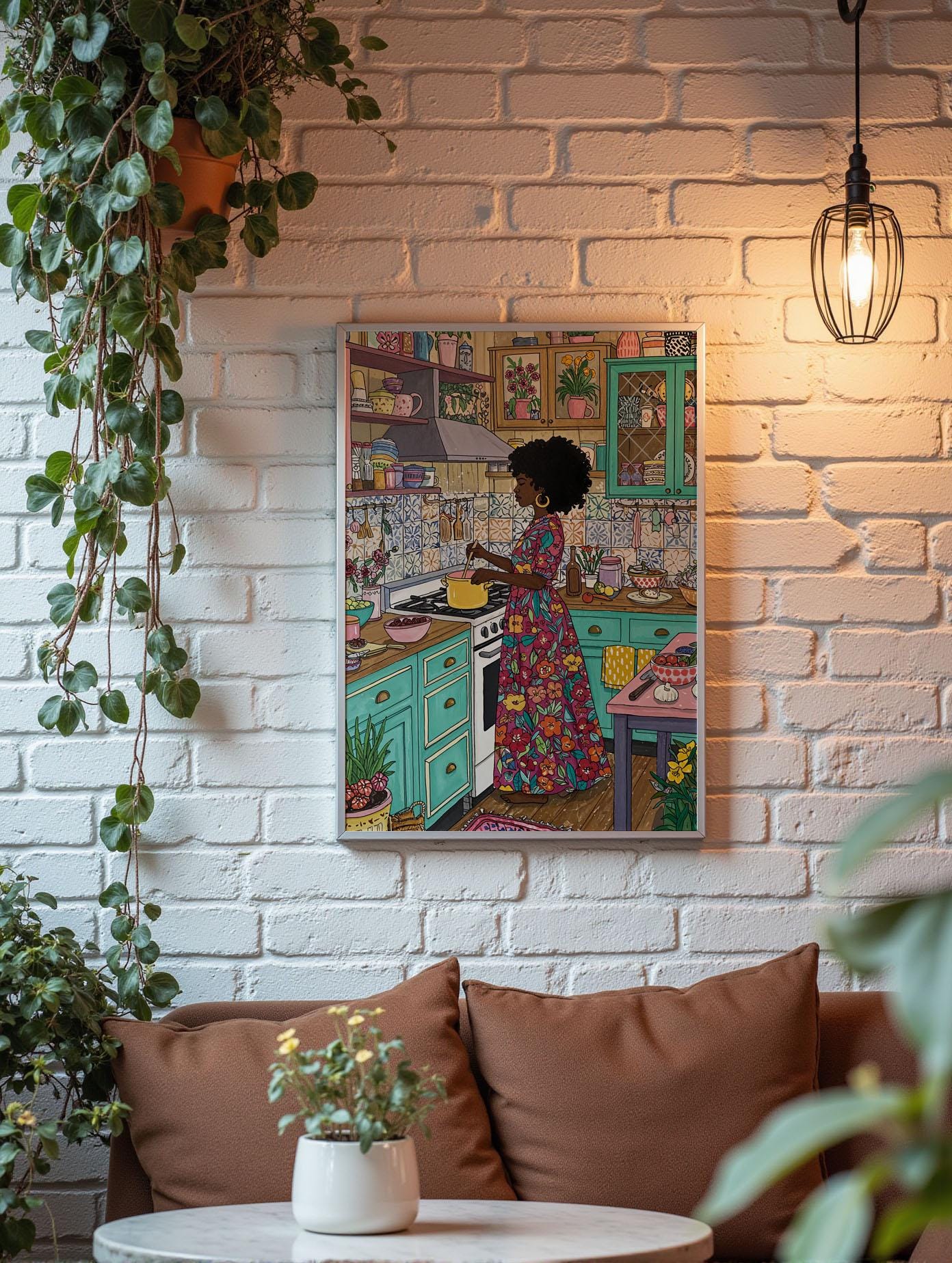 Black Woman Cooking Art Print: Afrocentric Kitchen Illustration - Etsy
