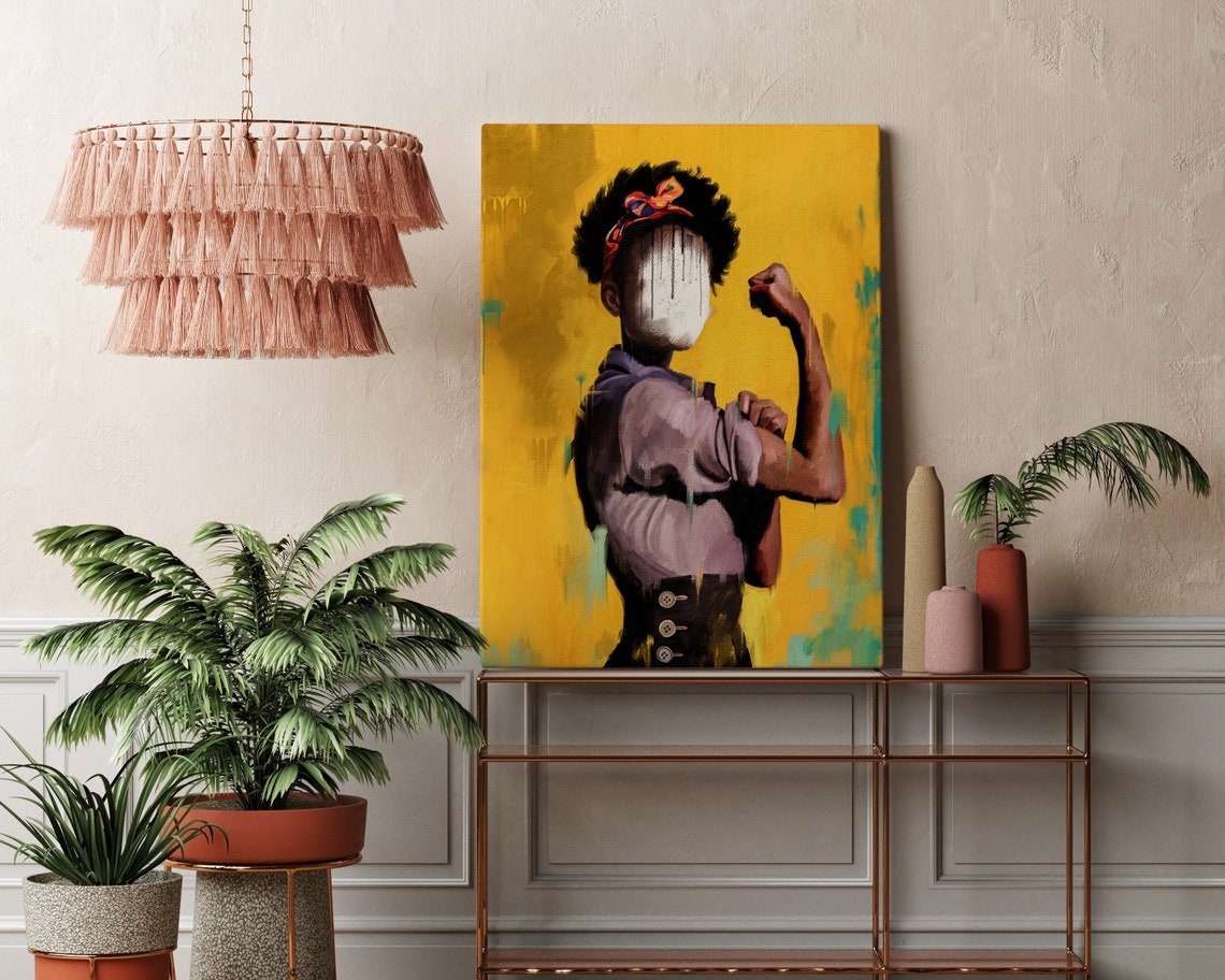 Black Woman Power Art Feminist Wall Art Wall Art Black - Etsy