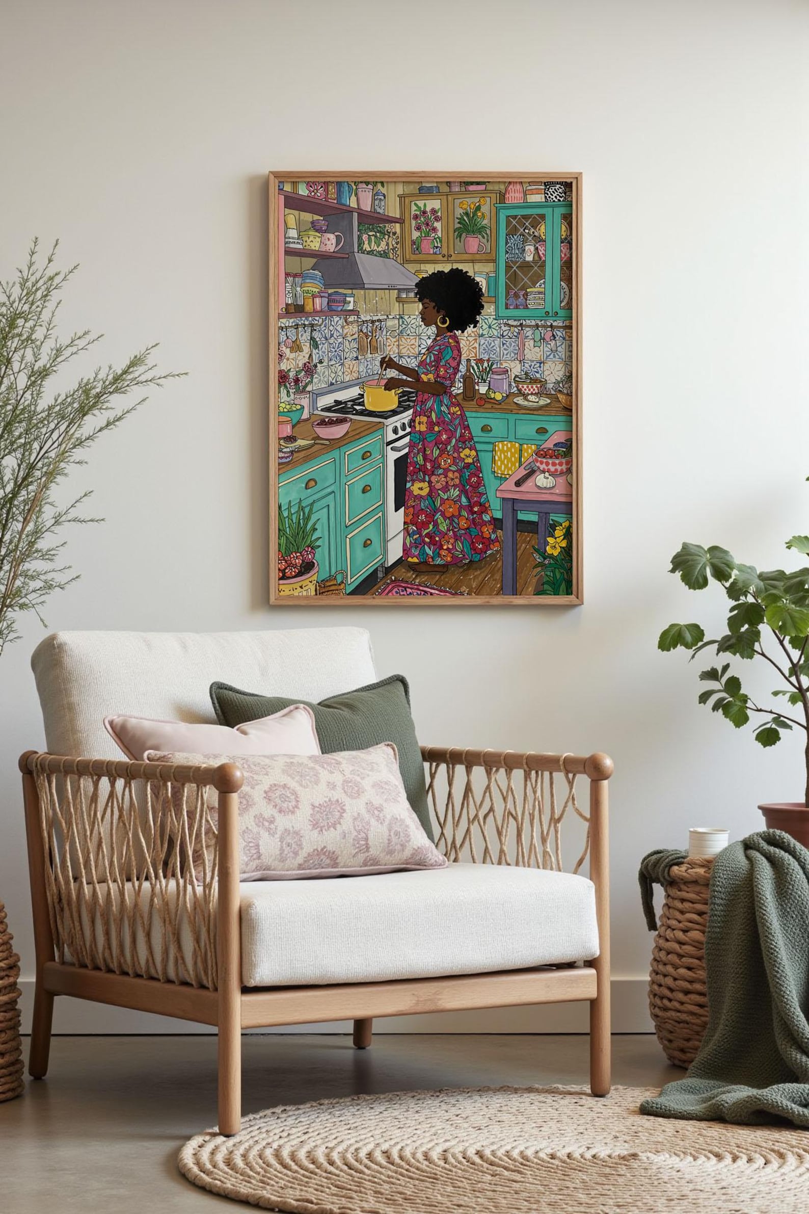 Black Woman Cooking Art Print: Afrocentric Kitchen Illustration - Etsy