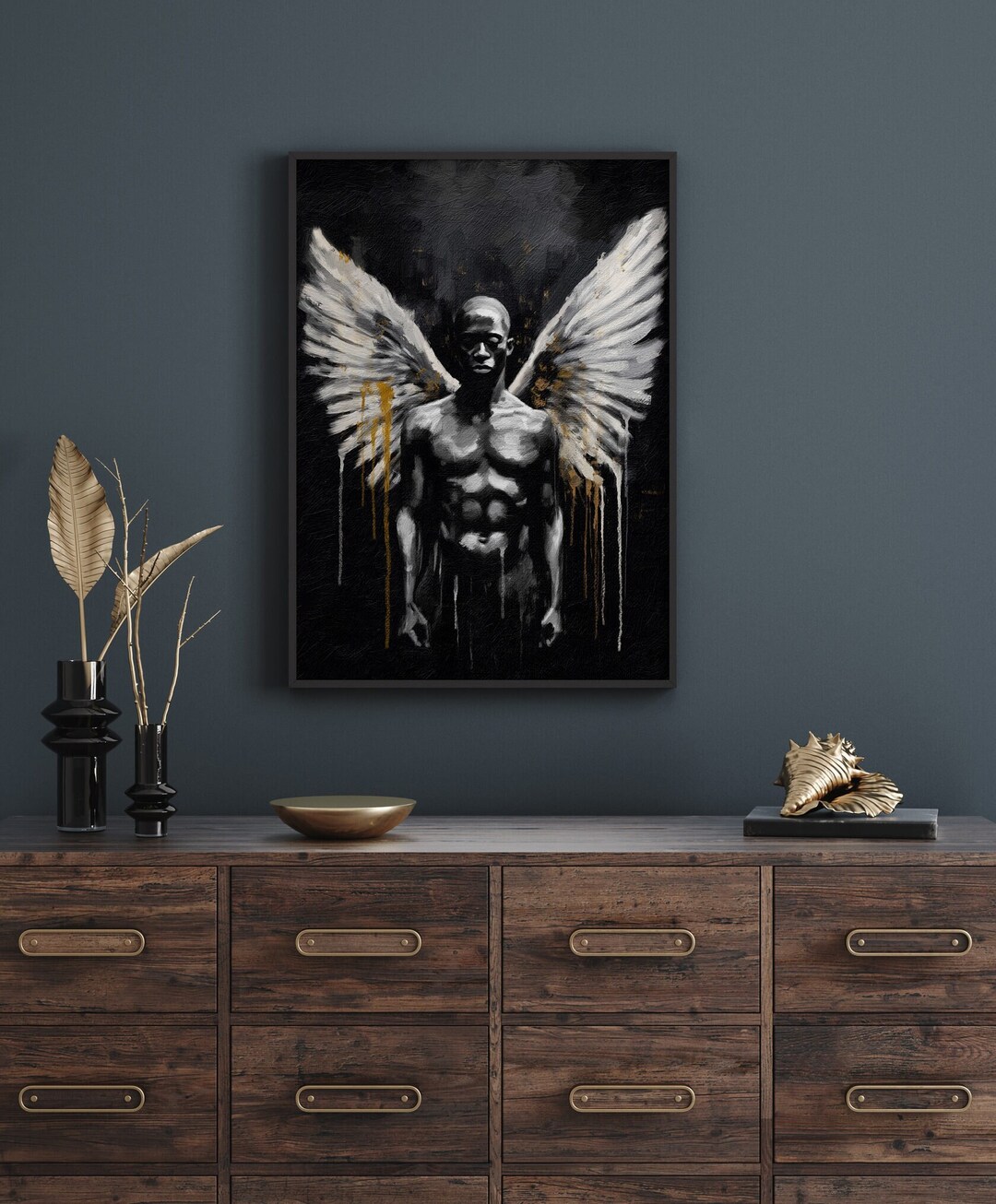 Black Man Art Poster | Black Art | Black Angel Man | Wall Art | BLM ...