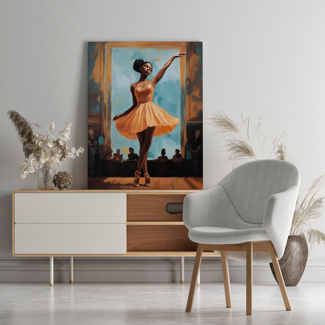Wall Art Canvas, Black Ballerina Art Print, Black Art, African American Woman Dancer, Wall Art ...