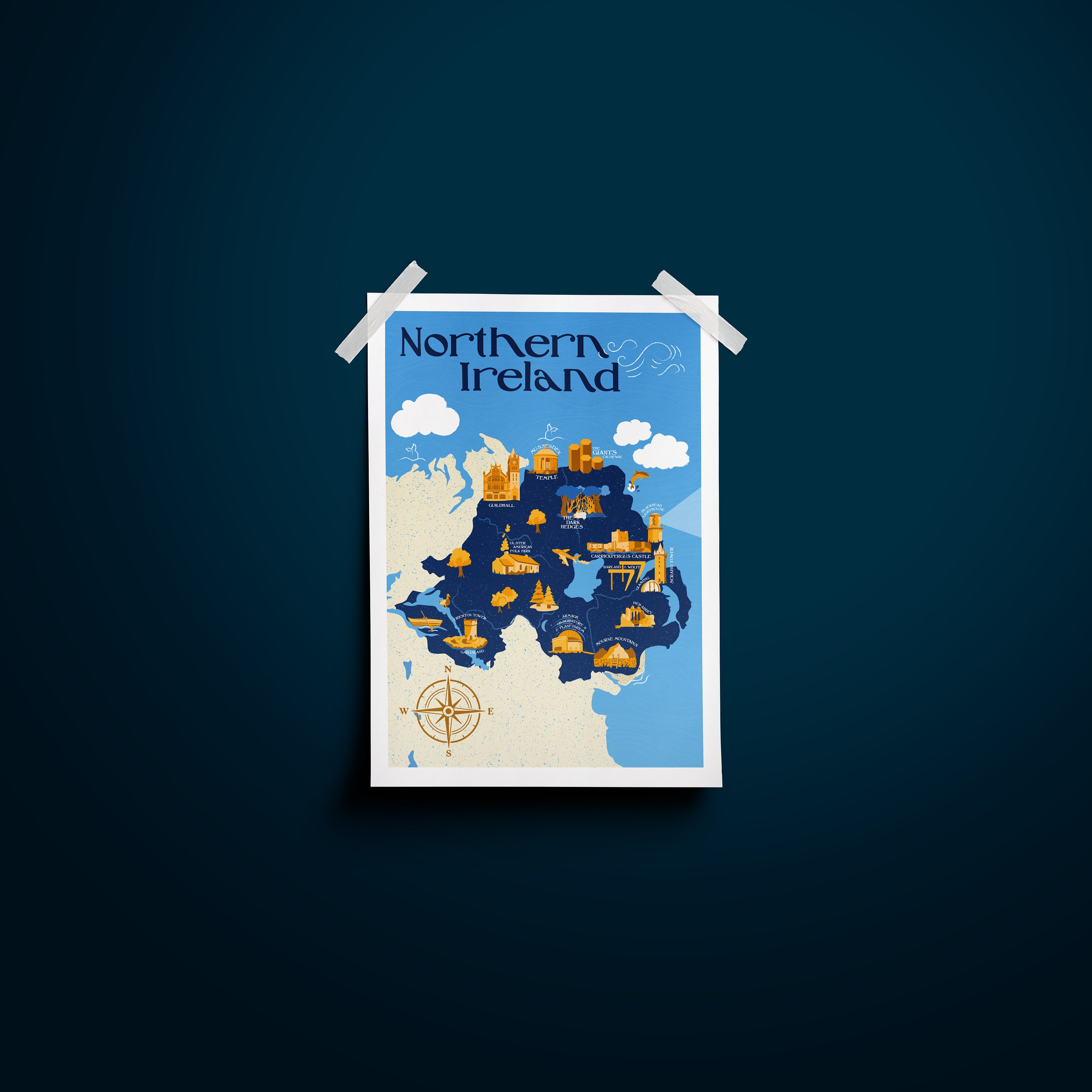 Northern Ireland Illustrated Map - Etsy